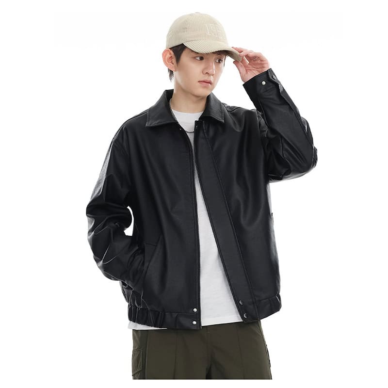 Retro Lapel Hip Hop Leather Jacket | Best Custom Streetwear Manufacturer