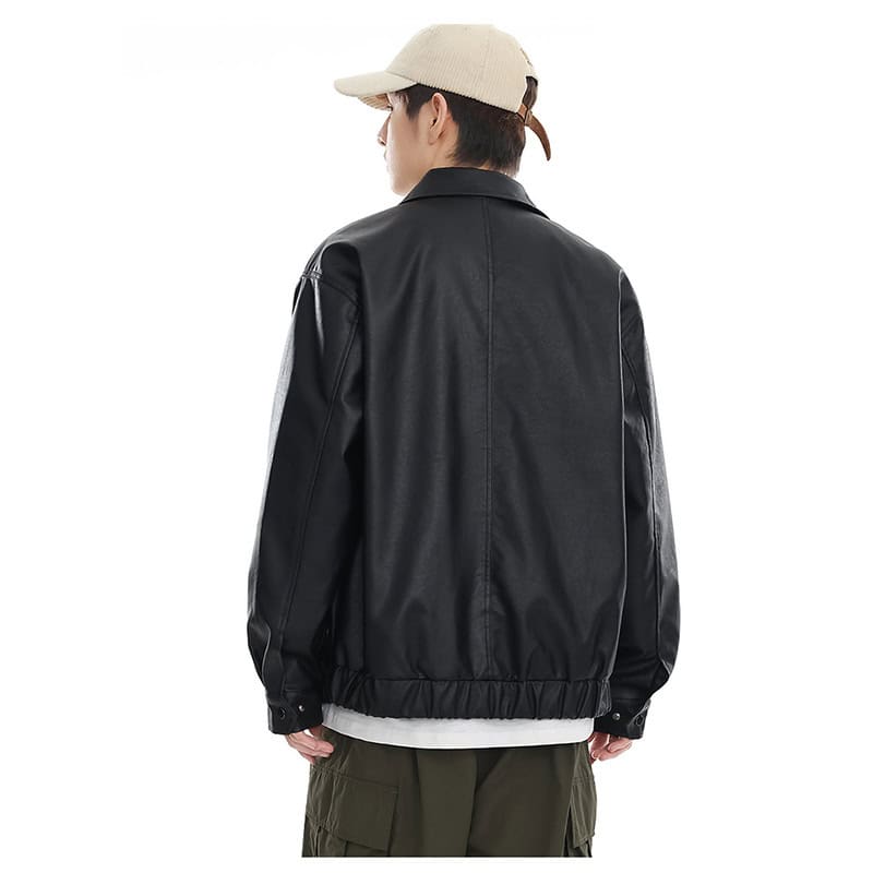 Retro Lapel Hip Hop Leather Jacket | Best Custom Streetwear Manufacturer