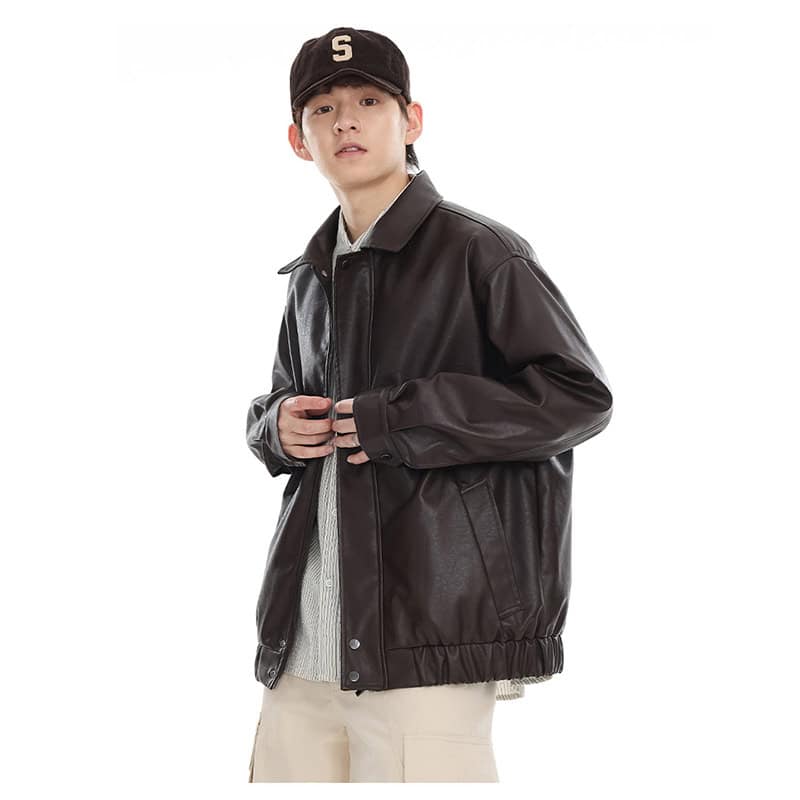 Retro Lapel Hip Hop Leather Jacket | Best Custom Streetwear Manufacturer