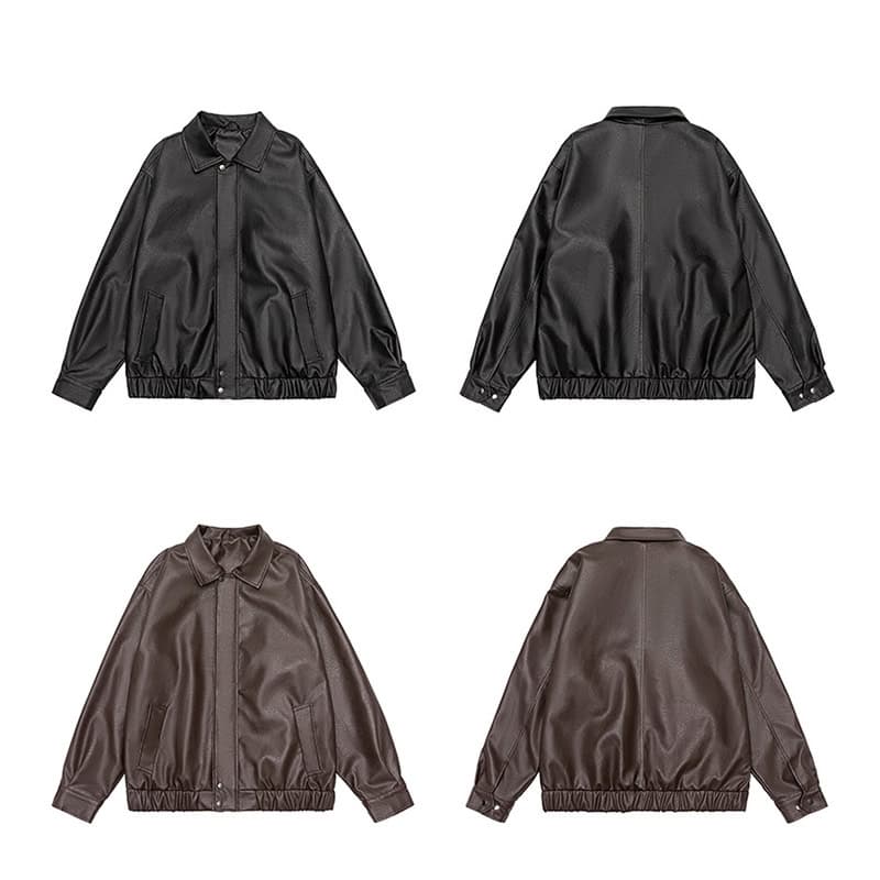Retro Lapel Hip Hop Leather Jacket | Best Custom Streetwear Manufacturer